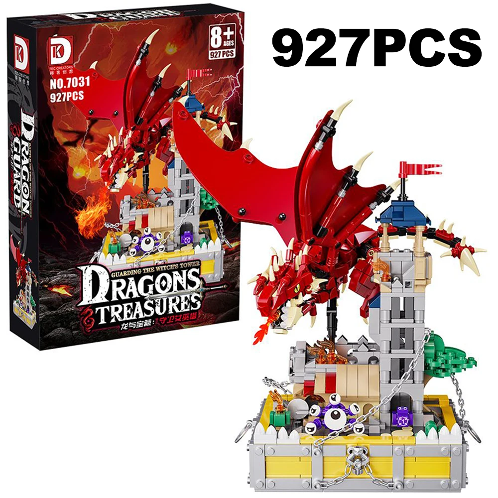 927PCS-Fiery-Dragon-Breathing-Fortress-Wizard-Tower-Castle-Building ...