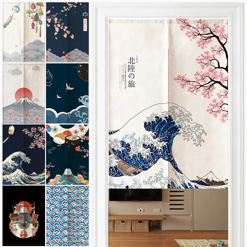 Japanese-Linen-Door-Curtain-Noren-Mount-Fuji-Waves-Partition-Bedroom ...