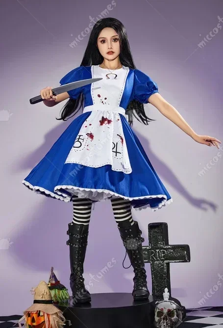 Miccostumes Women's Delux Cosplay Costume Halloween Bule Maid Cosplay ...