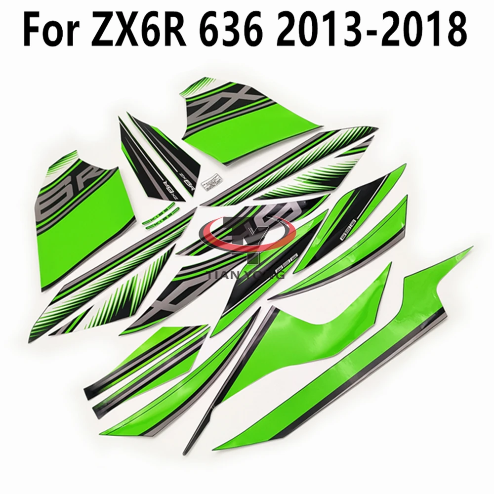 For-ZX6R-ZX-6R-636-2013-2014-2015-2017-2018-2016-Stickers-Green-Silver ...
