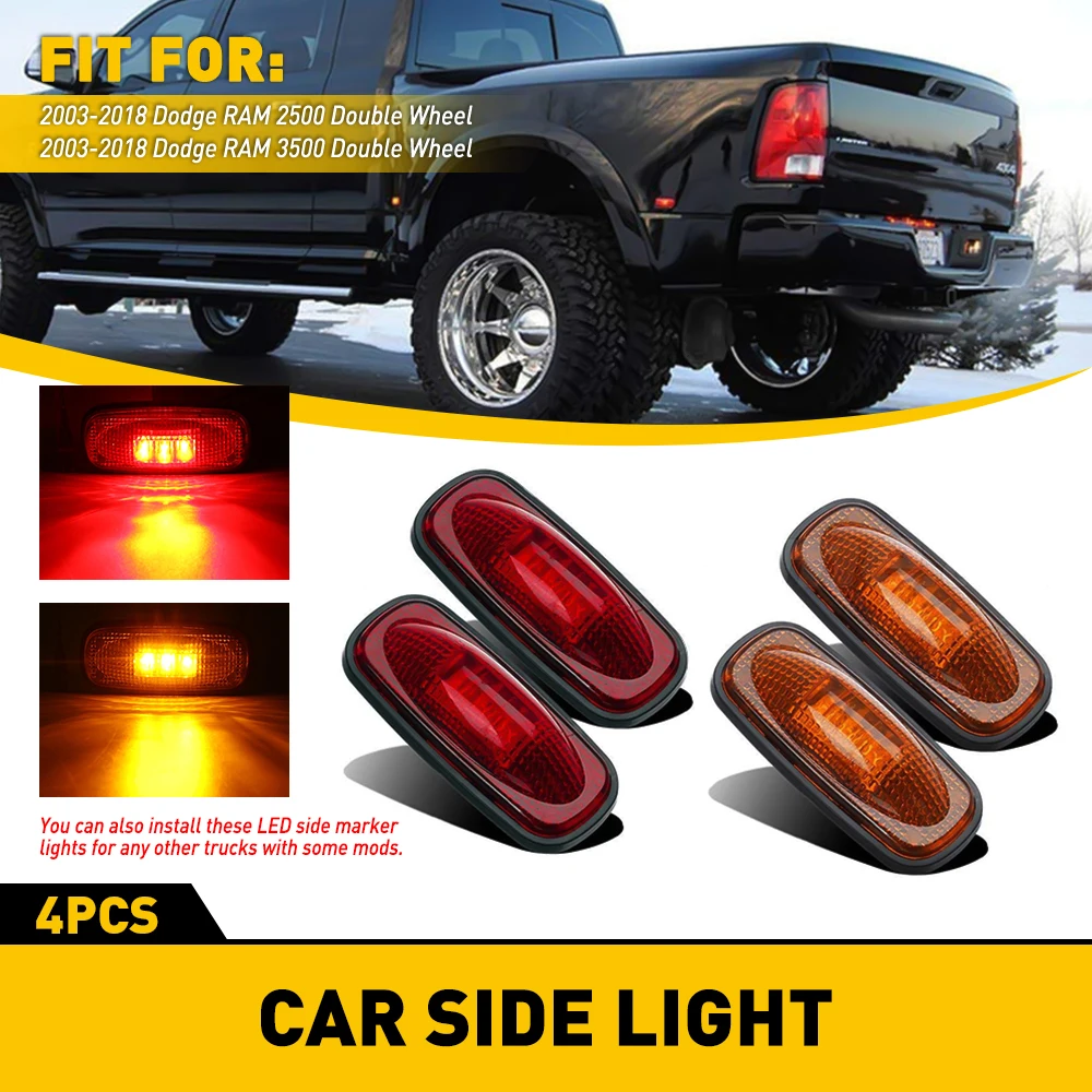 4Pcs Car LED Fender Side Marker Lights Turn Signal For Dodge RAM 2500 ...