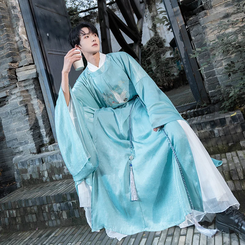 Chinese-Hanfu-Round-Neck-Men-Robe-Chinese-style-Ming-Dynasty-Ancient ...