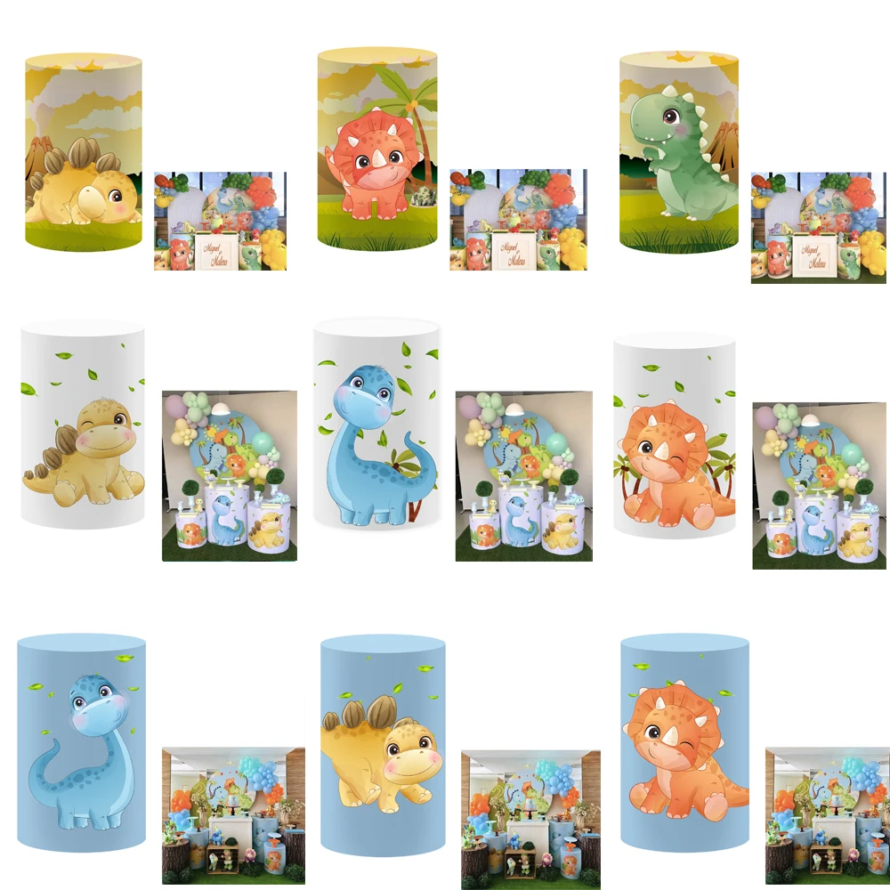 Cartoon-Dinosaur-Cylinder-Covers-for-Birthday-Party-Decoration-Pedestal-Cover-Baby-Shower ...