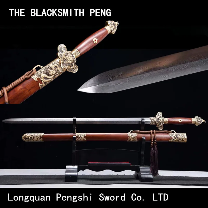 Damascus-steel-Royal-Dragon-Qing-Sword-acid-branch-wood-Retro-Chinese ...