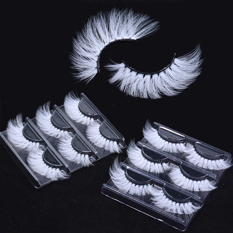 Okaylash 3 Pairs/case Dramatic White Eyelashes Fluffy Thick 3d Snow ...