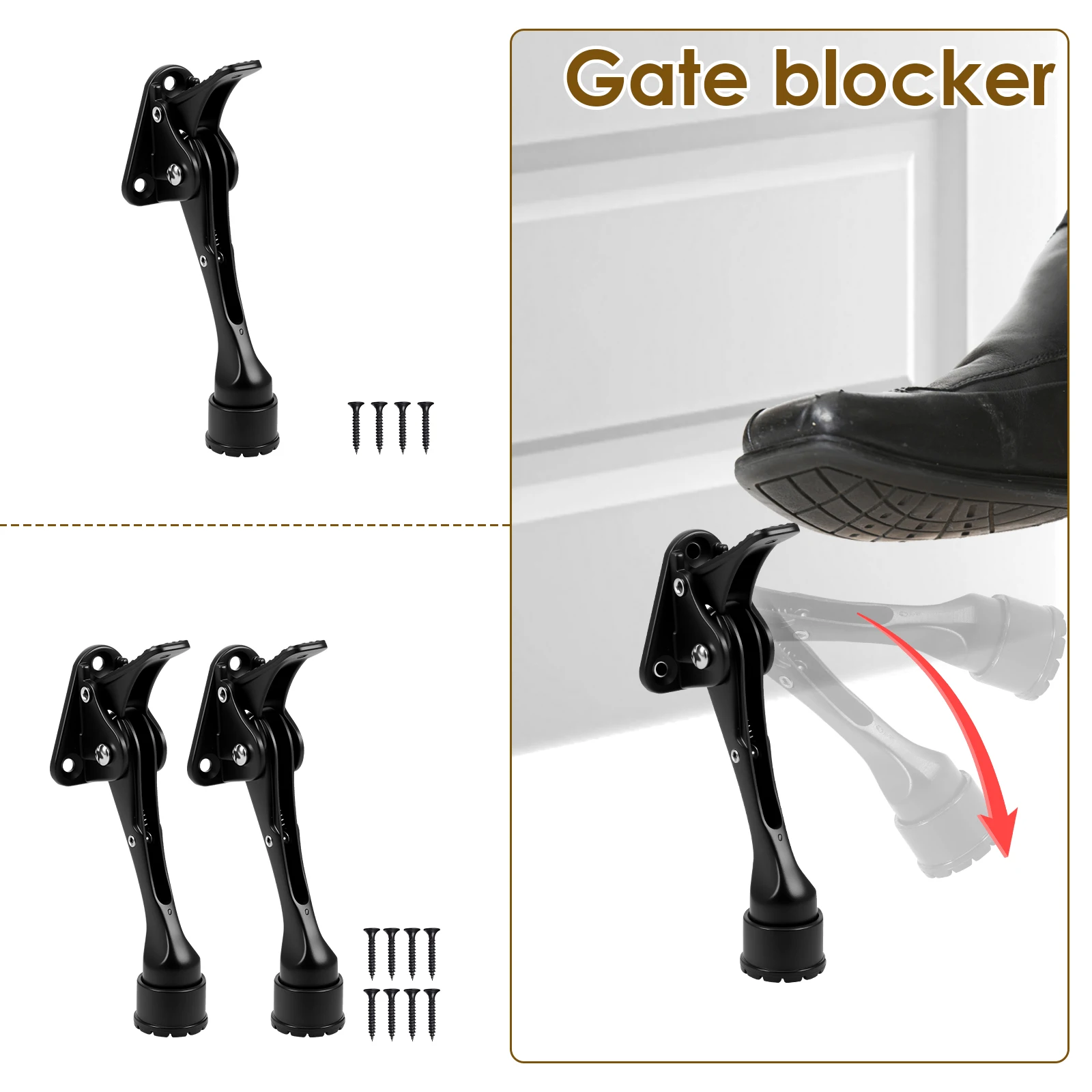1/2Pcs Zinc Alloy Kickdown Door Stopper 5inch One Touch Adjustable ...