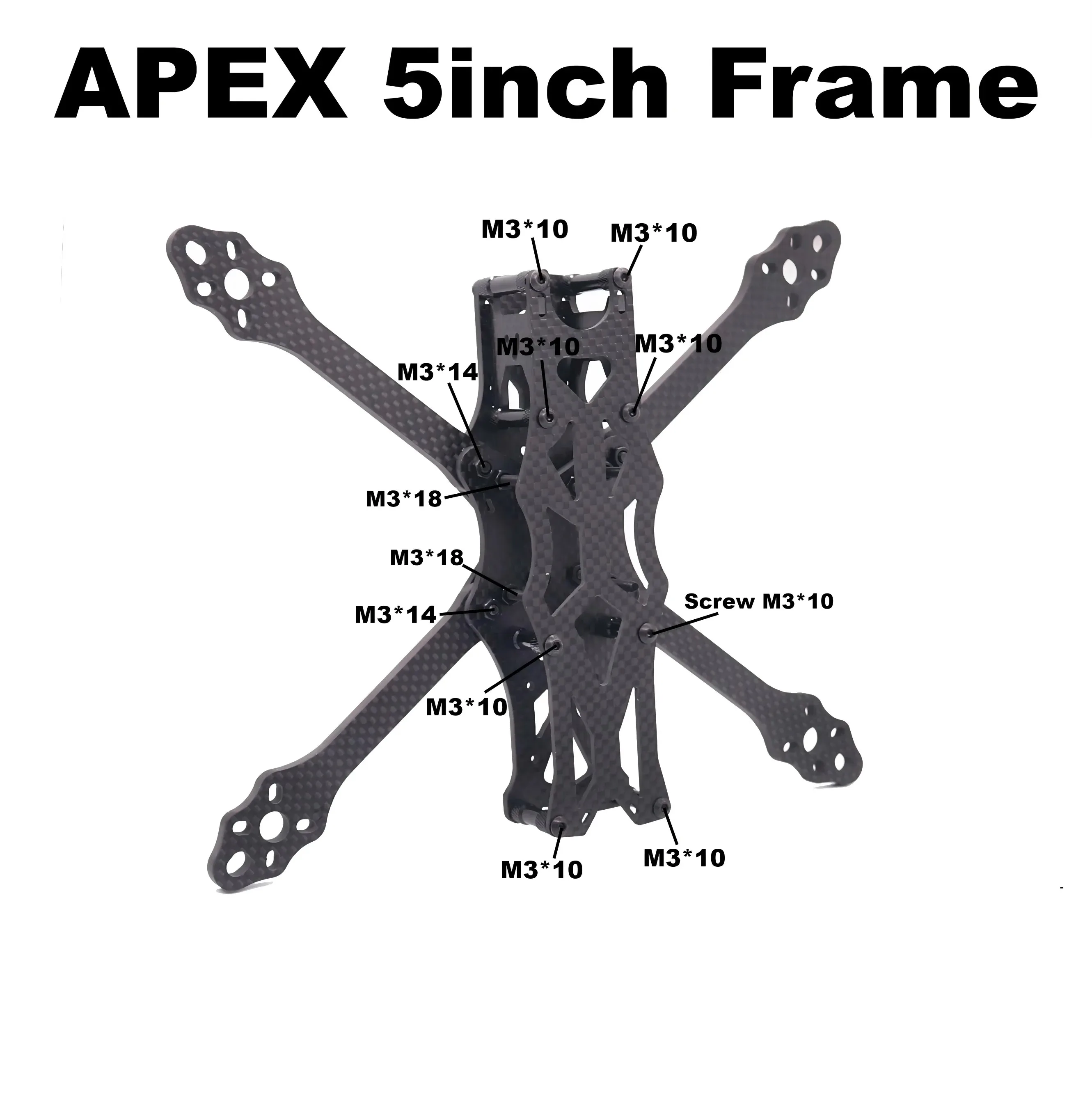 APEX 5inch FPV Drone Frame Kit Carbon Fiber Racing Drone Quadcopter ...