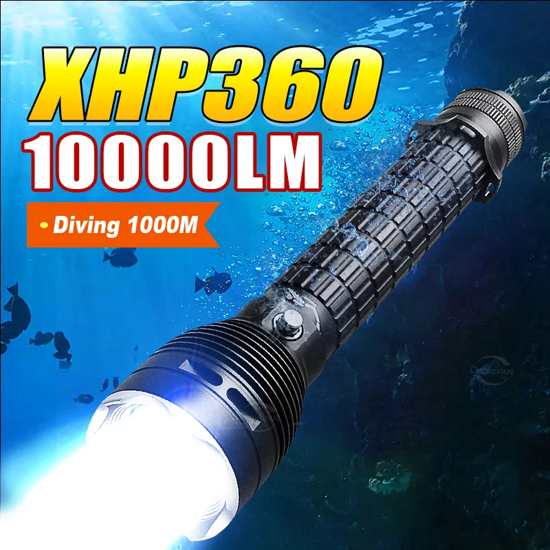 10000LM-Powerful-LED-Diving-Flashlight-Super-Bright-XHP360-Professional ...