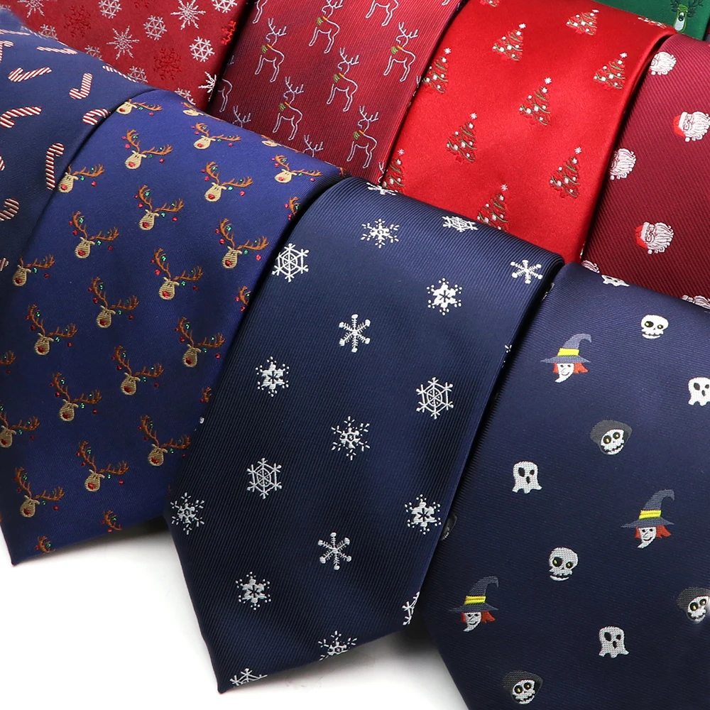 New-Christmas-Halloween-Neckties-Red-Blue-Santa-Claus-Pattern-Ties ...