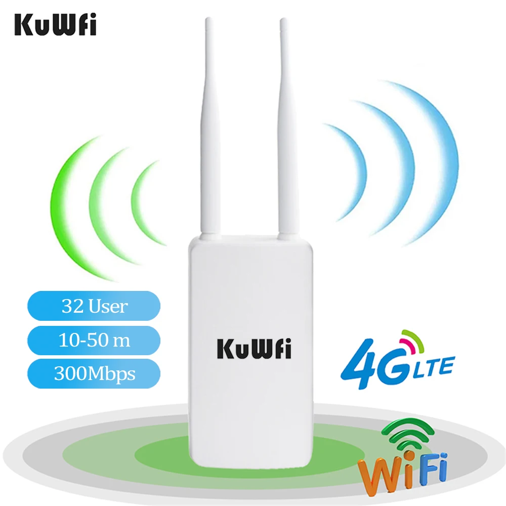 KuWFi 4G WiFi Router 300Mbps Wireless Long Range WiFi Range Extender ...