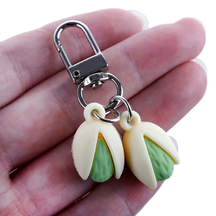 6pcs Kawaii Pistachio Keychain Soft Silicone Nut Pendant for Girls Cute ...