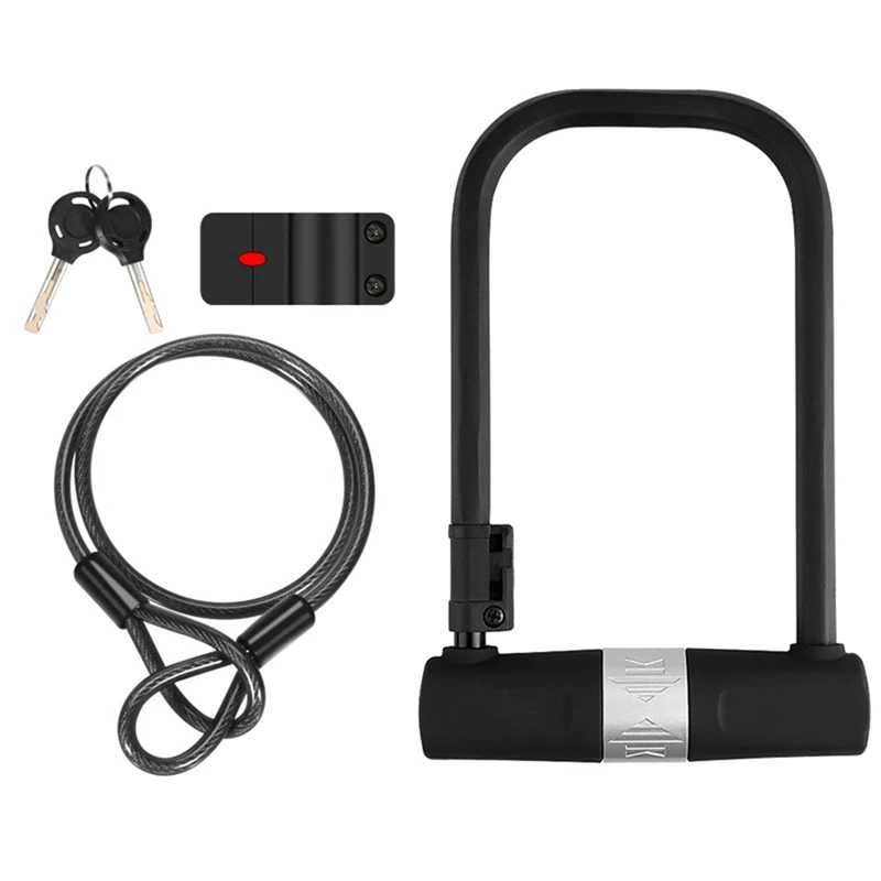 Large-Bike-U-Lock-With-4Ft-Cable-Motorcycle-Bicycle-U-Shape-Lock-14Mm ...