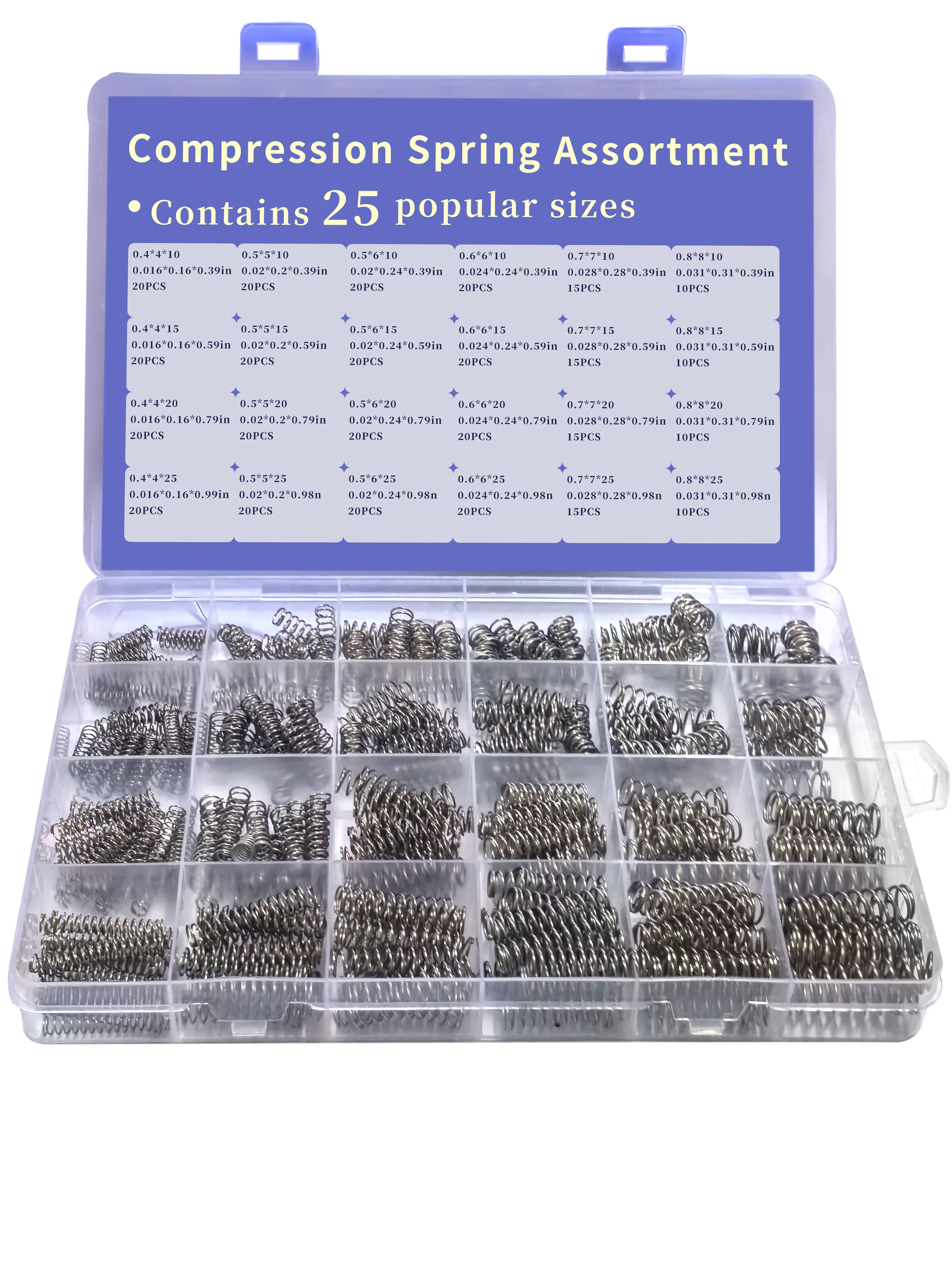 420-Pieces-of-Compression-Springs-Combination-Kit-24-Different-Sizes-of ...