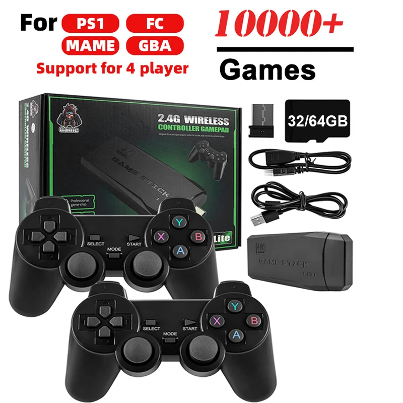 4k Video Game Console Wireless Controller Gamepad Built-in 10000 Games ...