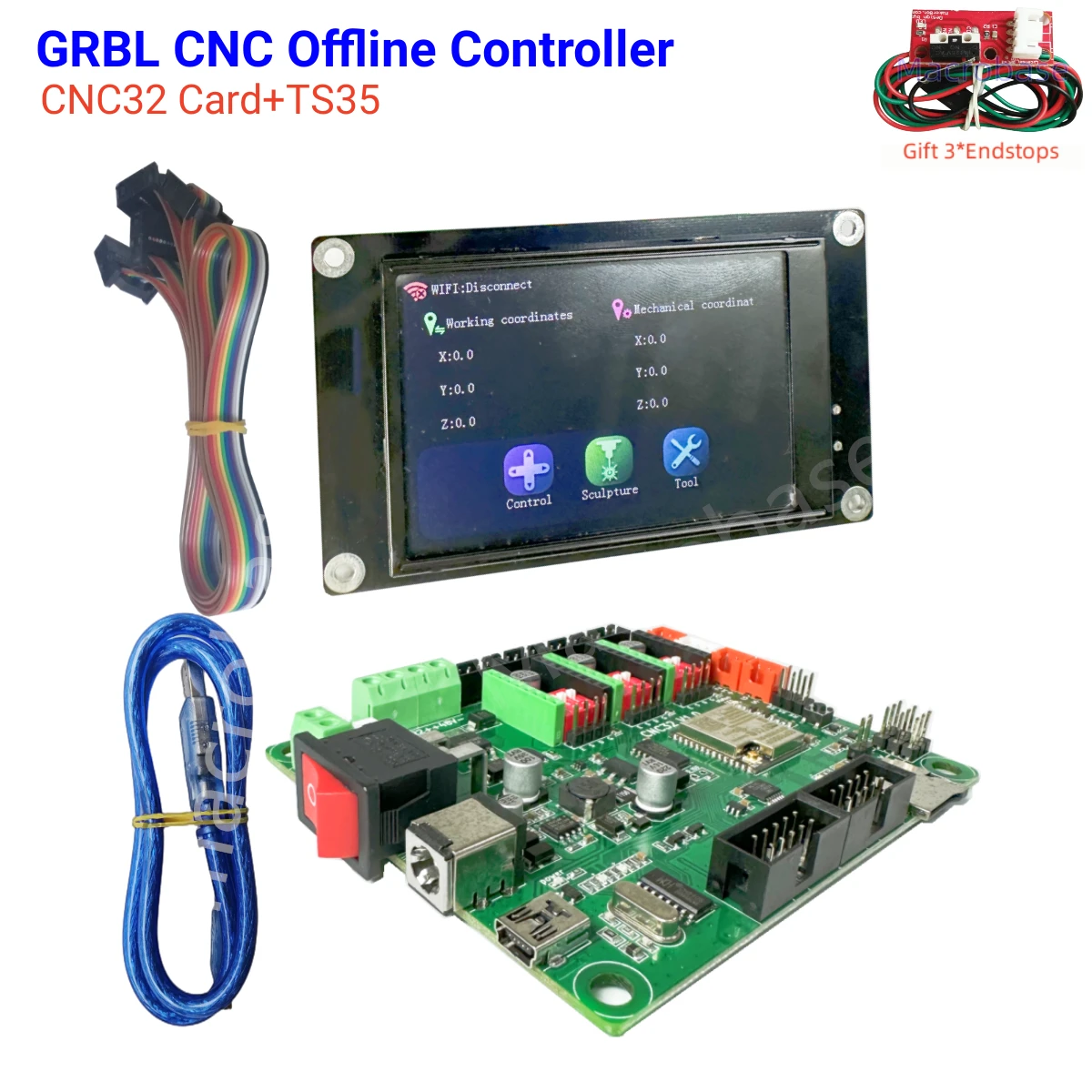 32bit Grbl Offline Controller 3 Axis Control Card Ts35-r Display Cnc3018 Max Pro Upgrade Kits ...