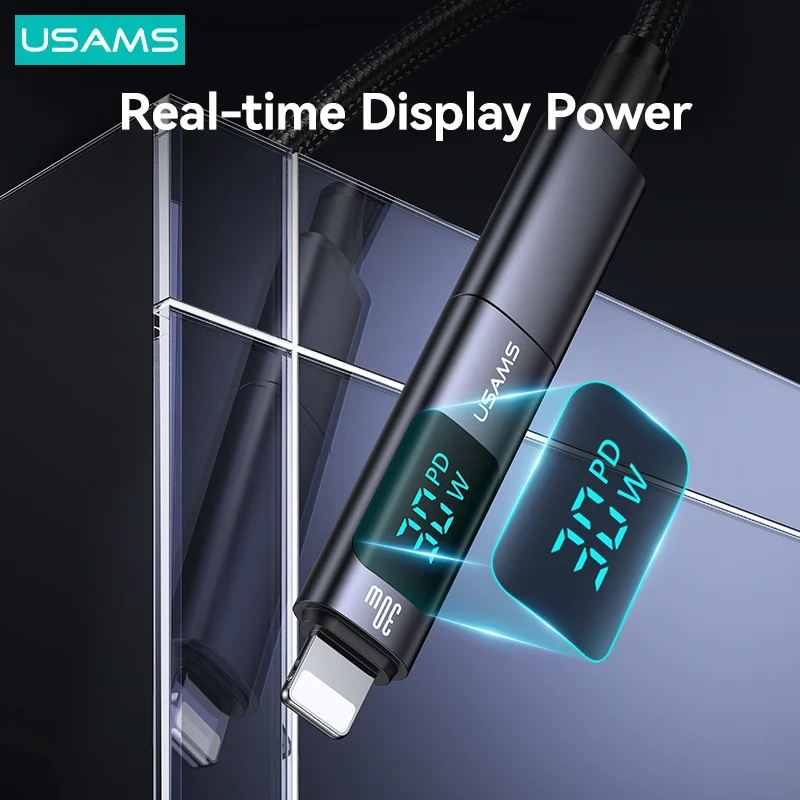 USAMS-30W-High-Power-Type-C-To-Lightning-Aluminum-Alloy-Digital-Display ...