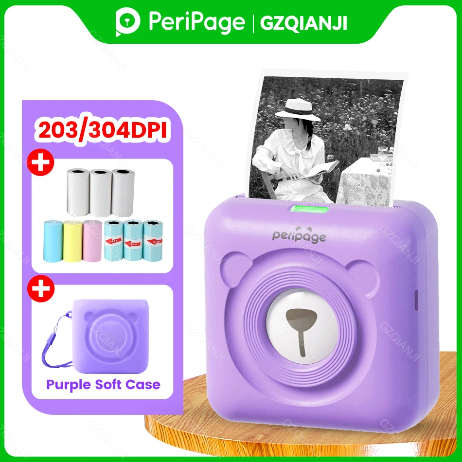 203-304dpi-Mini-Pocket-Printer-Peripage-A6-Thermal-Label-Photo-Sticker ...