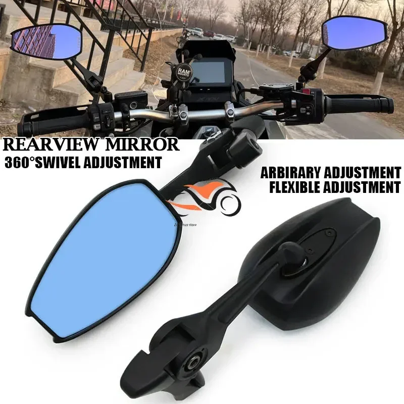 CNC-Aluminum-Motorcycle-Rearview-Mirrors-Blue-Anti-glare-Mirror-For ...