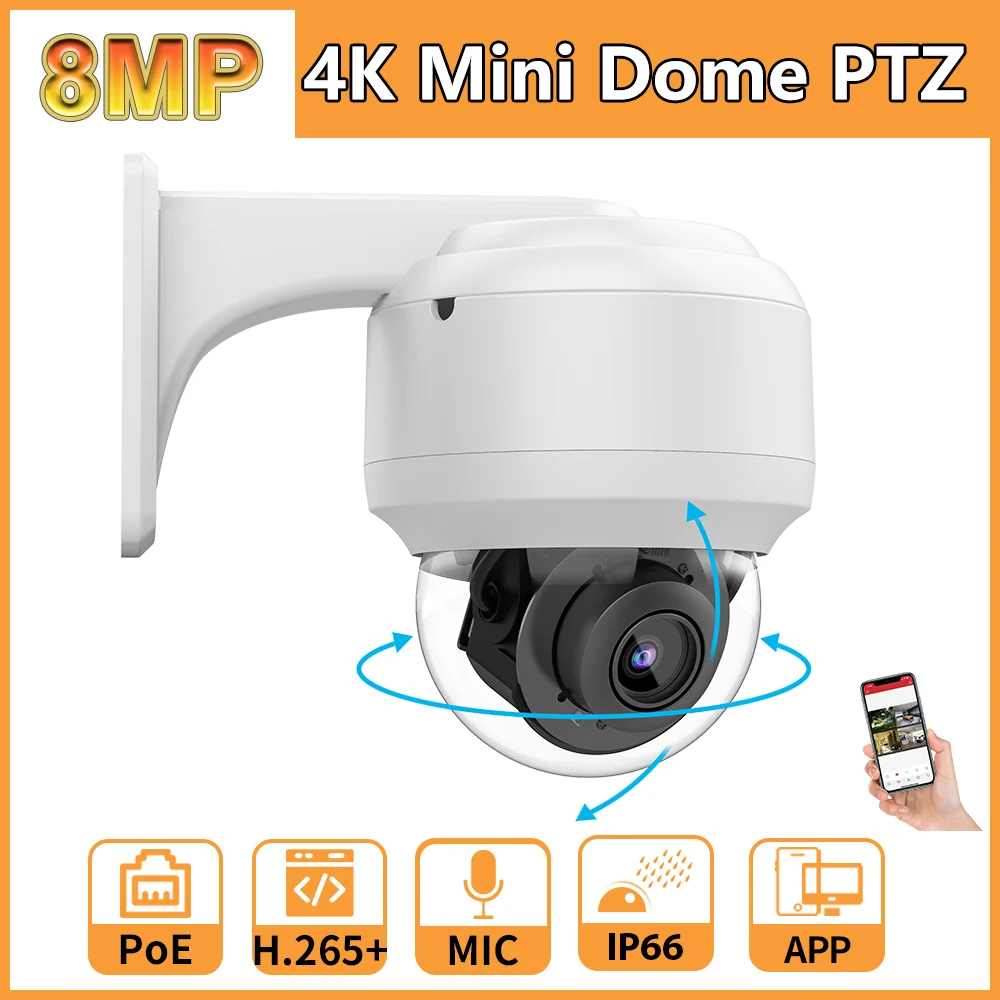 4k Ptz Ip Camera 5mp 8mp Poe High-speed Dome 4x Optical Zoom Built-in ...