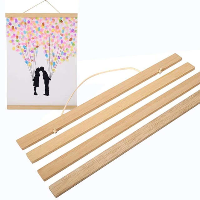 Teak Pine Magnetic Natural Wood Poster Frame Photo Hangers Hanging Kit ...