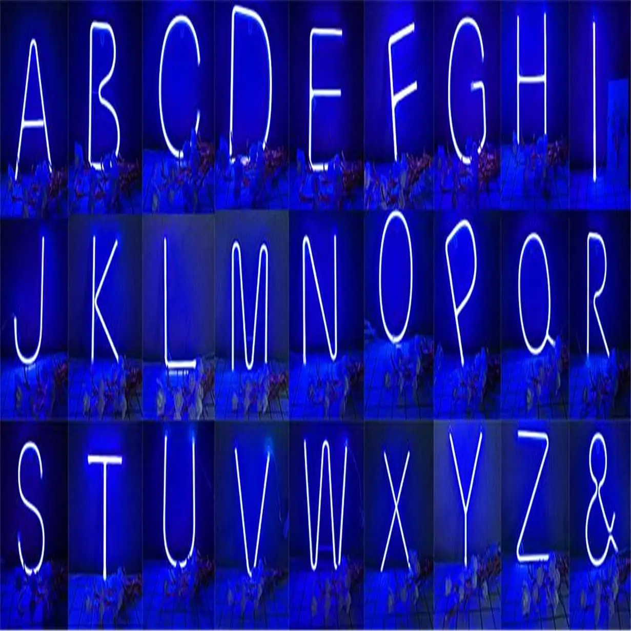 Letter Neon Signs Led Blue Neon Light Up Decorative Art Lights Battery ...
