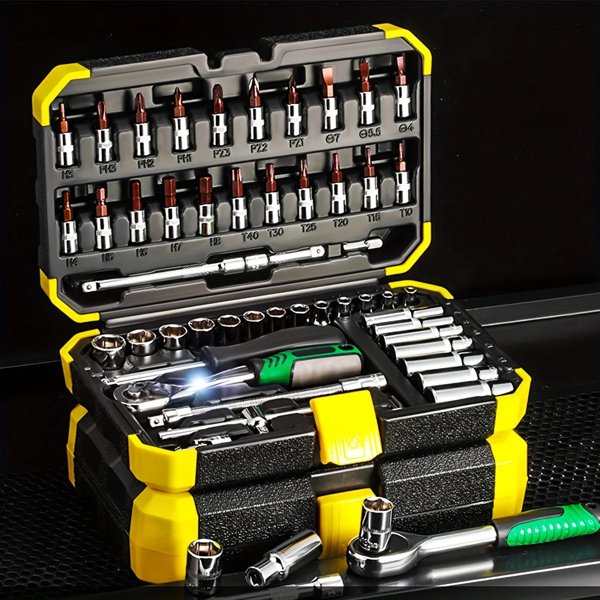 53-Piece-Set-of-1-4-Inch-Socket-Ratchet-Wrench-Set-with-Socket-Drill ...