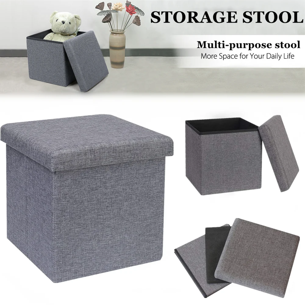 Portable Folding Storage Stool, Foldable Storage Footstool ...