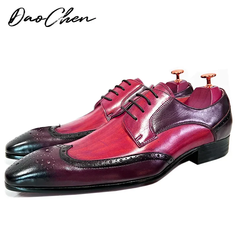 Scarpe-in-pelle-da-uomo-di-marca-di-lusso-stringate-a-punta-colori ...