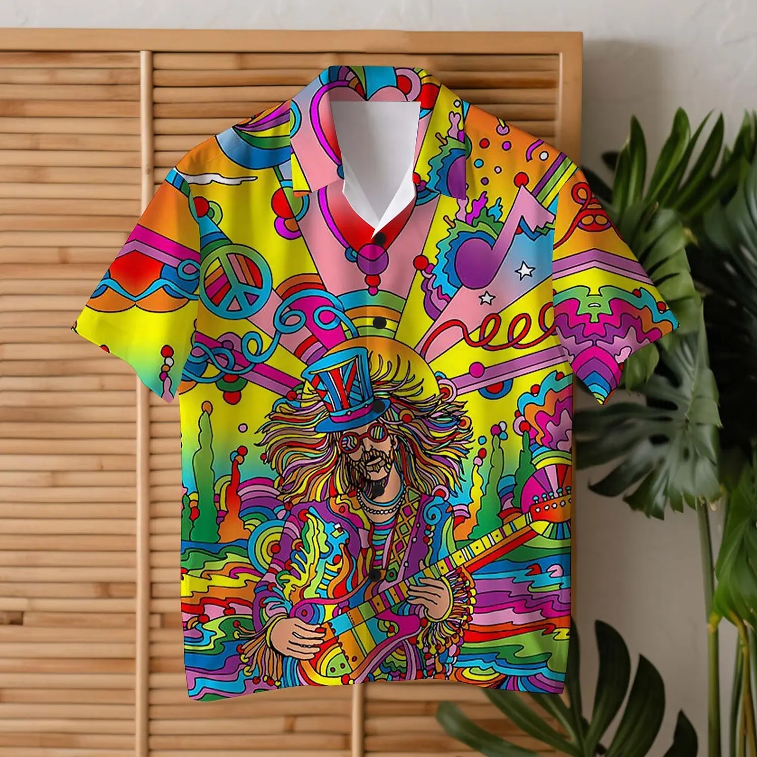 Colorful-Guitar-Hippie-Men-s-Shirt-Daily-Wear-Going-out-Weekend-Summer ...