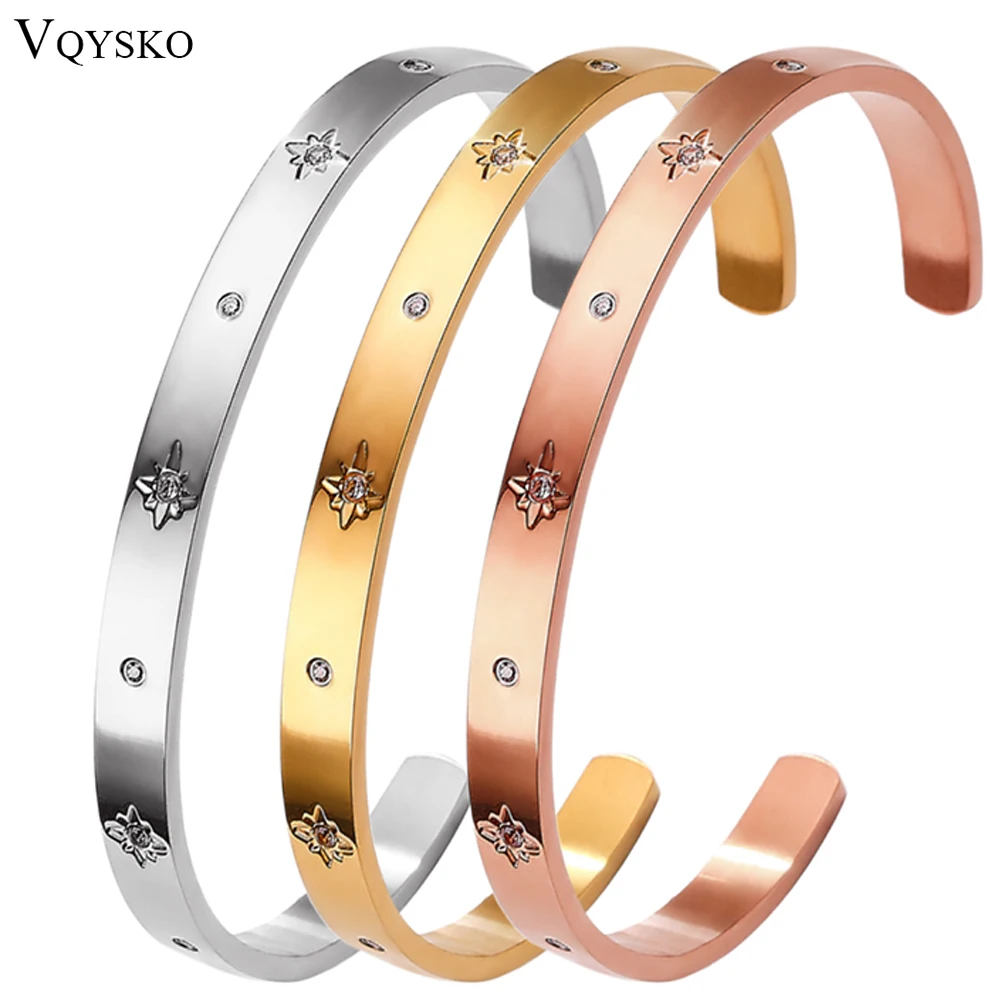 VQYSKO-C-shaped-Bangle-Eight-Mang-Star-Open-Bracelet-Adjustable-Zircon ...