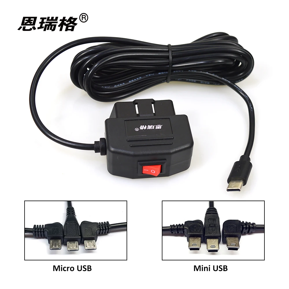 OBD2-Power-Cable-for-Dash-Camera-Mini-Micro-USB-Type-c-Ports-Car-OBD ...