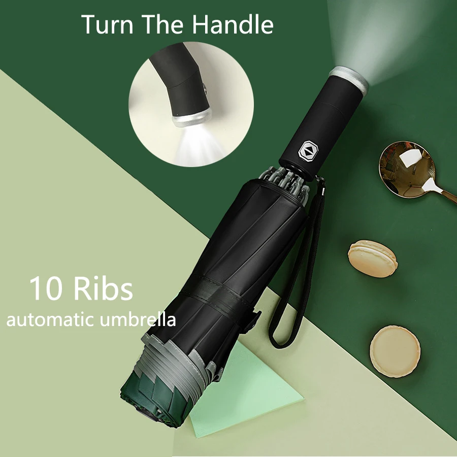 Fully-Automatic-UV-Umbrella-With-LED-Flashlight-Reflective-Stripe ...