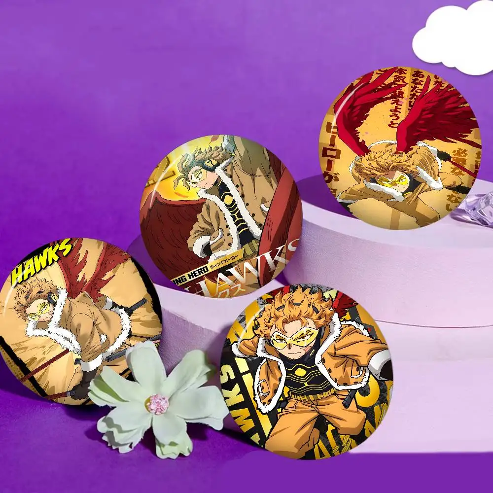 Anime My Hero Academia Hawks Movie Creative Pins Funny Faces Round Snap ...