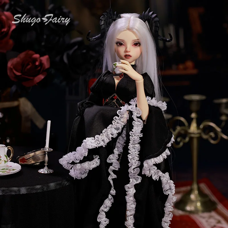 Bubo Bjd Doll 1/4 Barly Fantasy Dark Red Eyes Goat Witch Magic Black ...