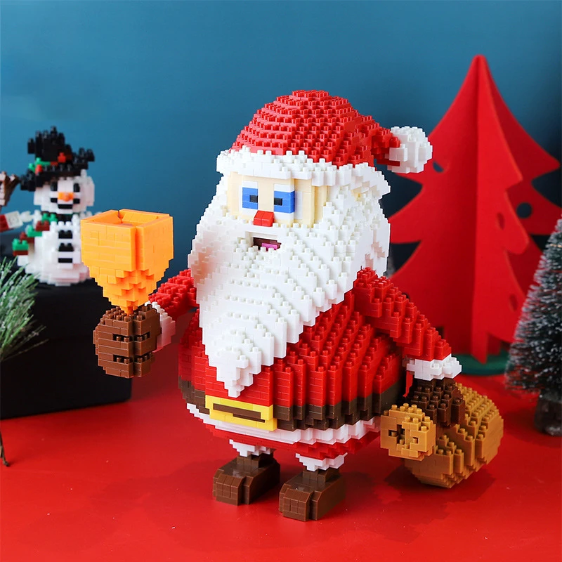 Christmas-Tree-Church-Model-Building-Blocks-Santa-Claus-Reindeer-Sleigh ...