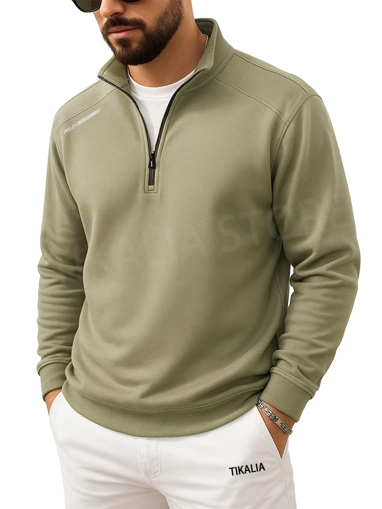 Men’s Half Zip Stand Collar Sweatshirt Long Sleeve Casual Pullover ...