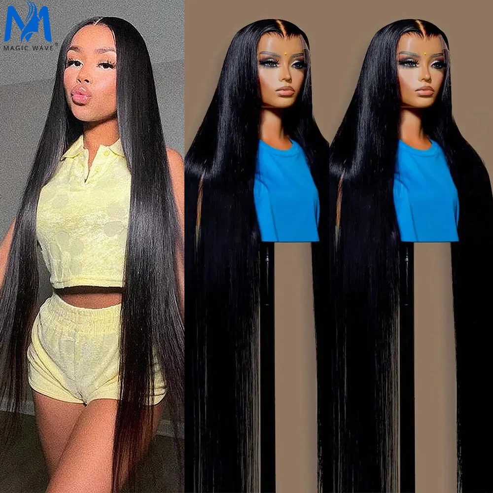 48 Inches Straight 13x4 Transparent Lace Frontal Human Hair Wigs 40 42 ...