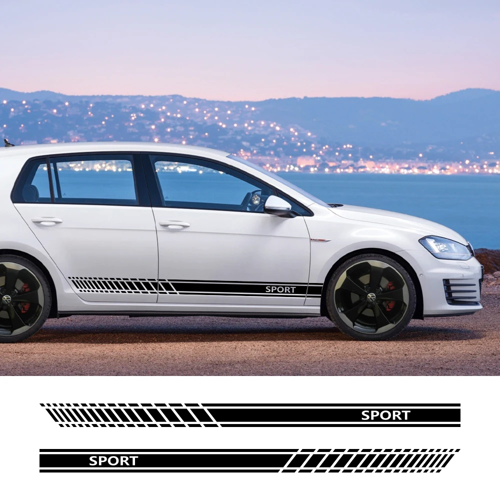 For-Volkswagen-GOLF-4-5-6-7-Car-Door-Side-Stickers-Racing-Sport-Stripes ...