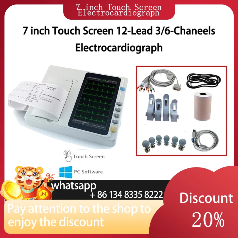 7-inch-touch-screen-ECG301-ECG601-Digital-3-6-Channel-12-Leads-ECG-EKG ...