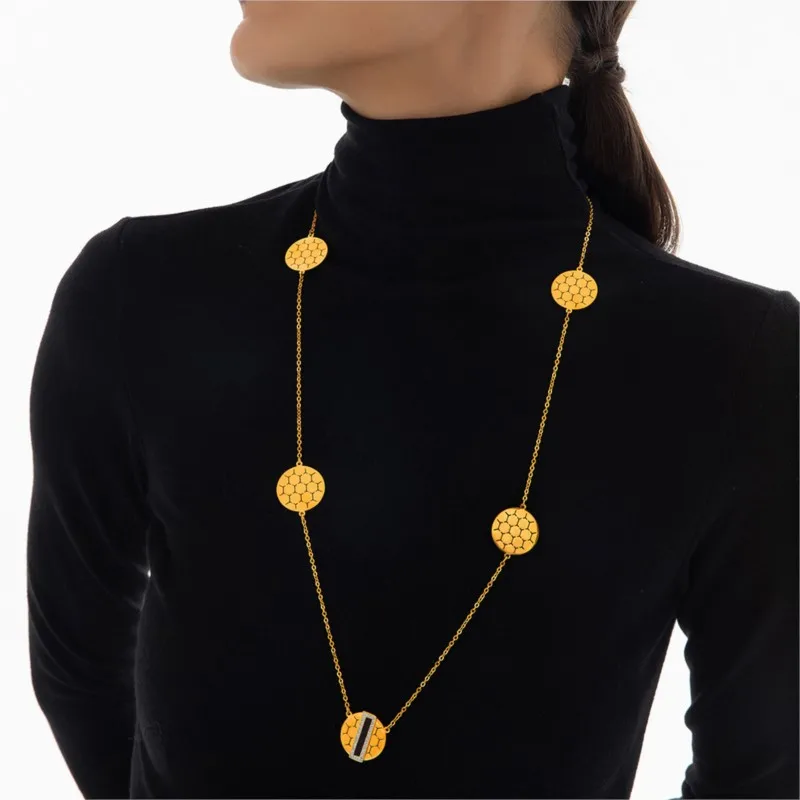 Colar-longo-banhado-a-ouro-em-a-o-inoxid-vel-para-mulheres-corrente-de ...