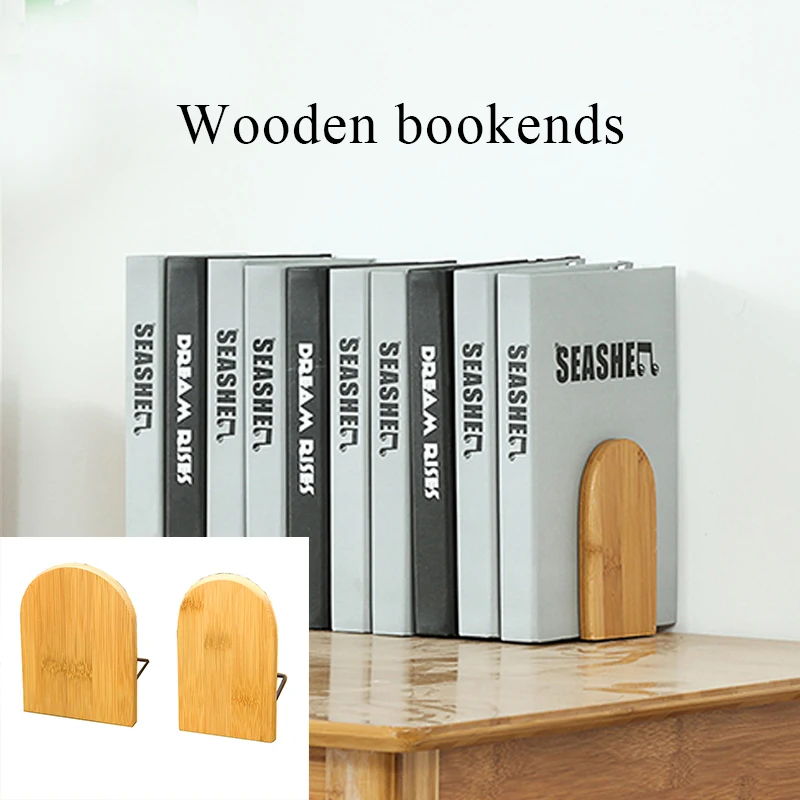 Wood-Books-Storage-Rack-Bookends-Stand-Holder-Shelf-Nature-Bamboo-Book ...