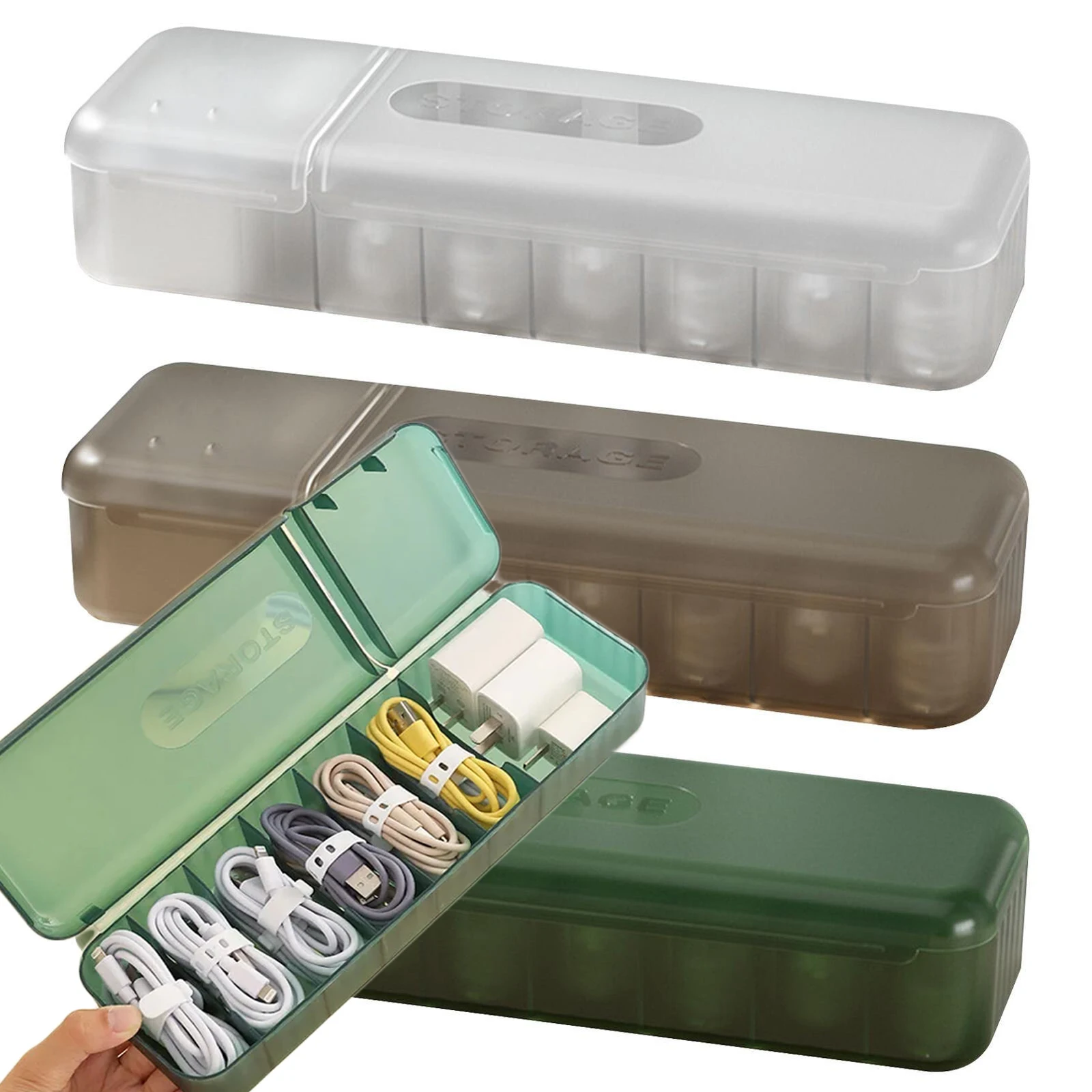 Plastic-Cable-Management-Box-Charger-Power-Cord-Organizer-with-7 ...