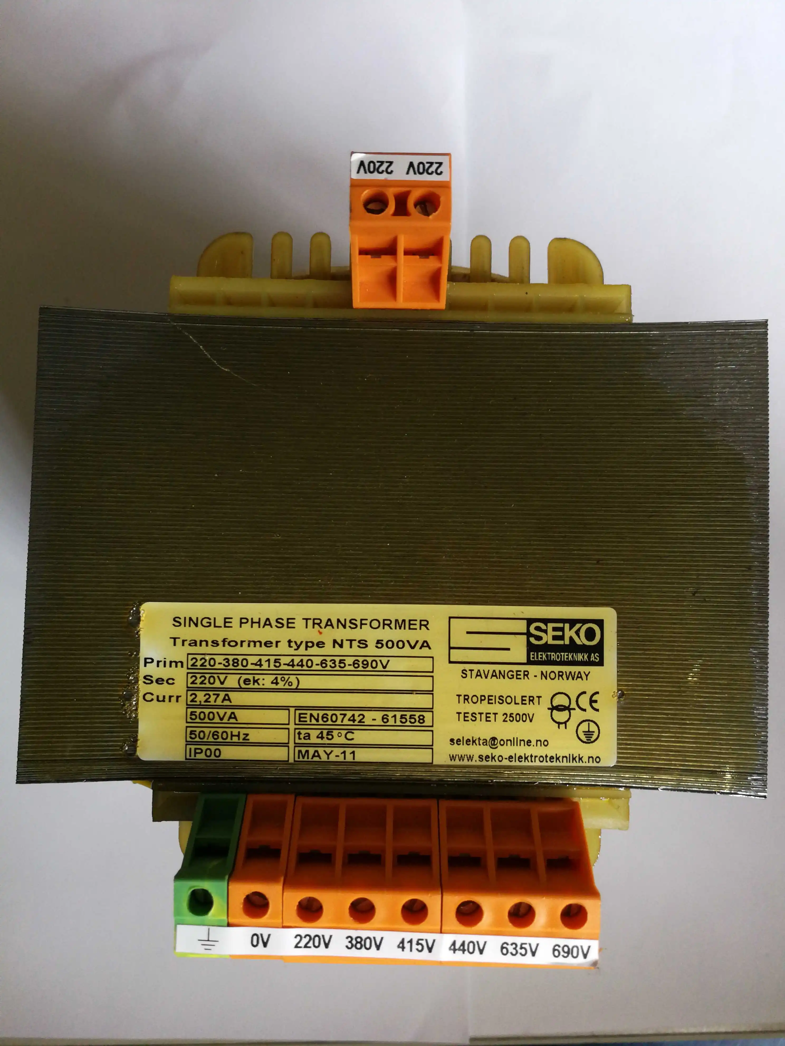 2025 SEKO Single Phase Transformer NTS 500VA/MAY-11/EN60742-61558 Spot ...