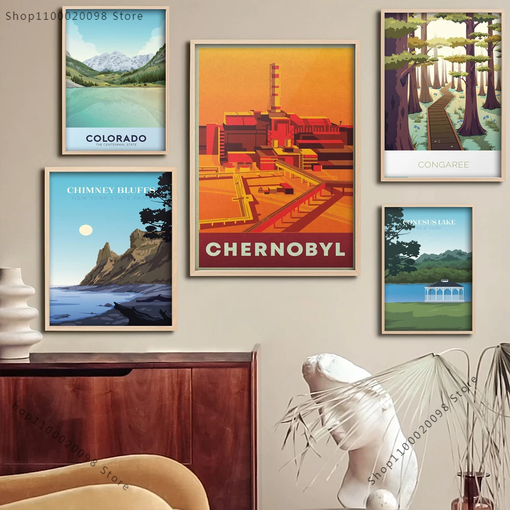 Canvas Painting Chernobyl Travel Poster Chernobyl Nuclear Power Plant ...