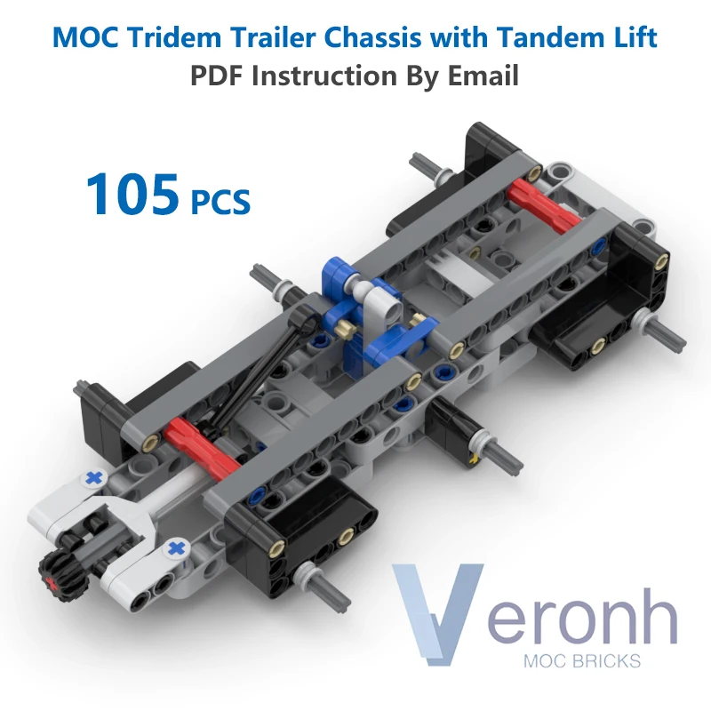 High-Tech-Car-Tridem-Trailer-Chassis-with-Tandem-Lift-Set-MOC-Building ...