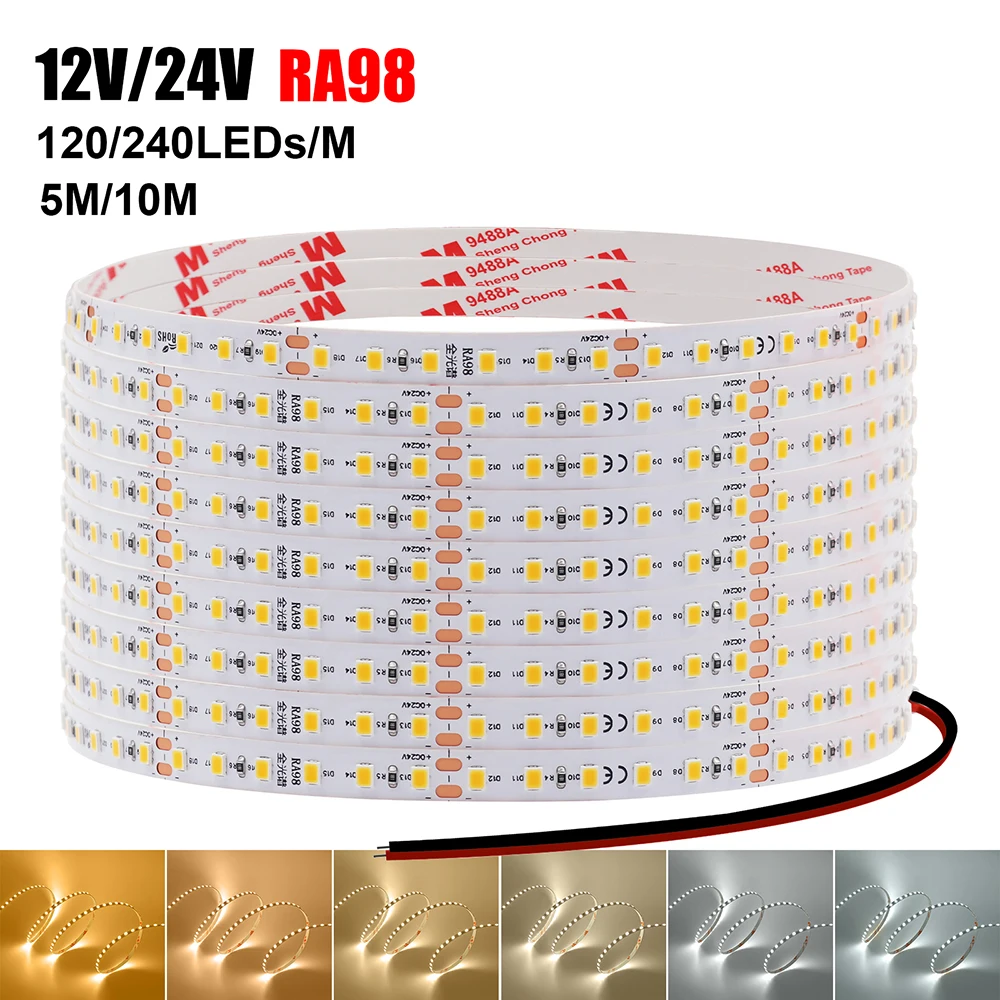 Tira de luces Led RA98 de 12V, 24V, 5m, 10m, 2835, 2700K, 3000K, 3500K ...