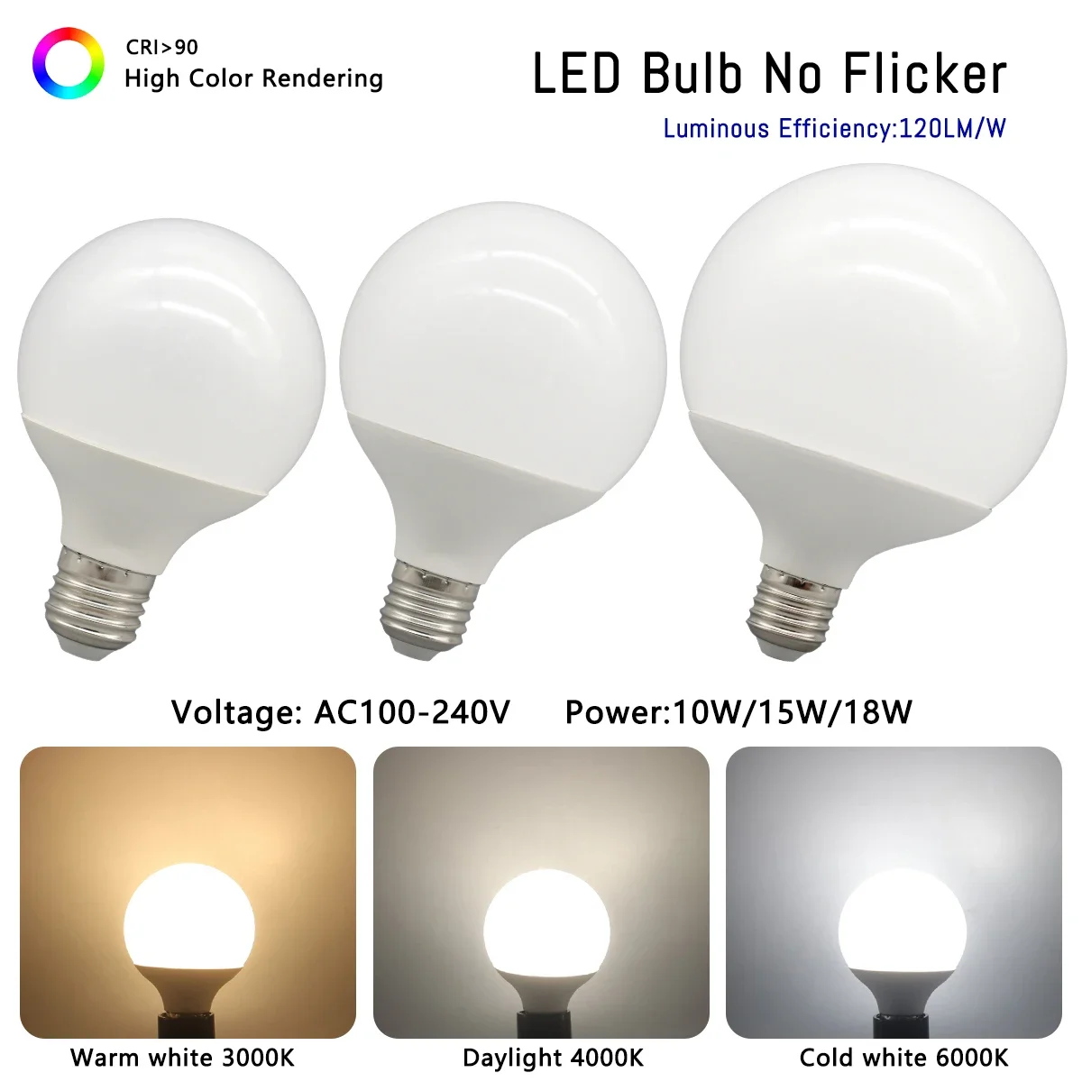 2-6PCS Big LED Bulb E27 AC 100-240V G80 G95 G120 3000K 4000K 6000K ...
