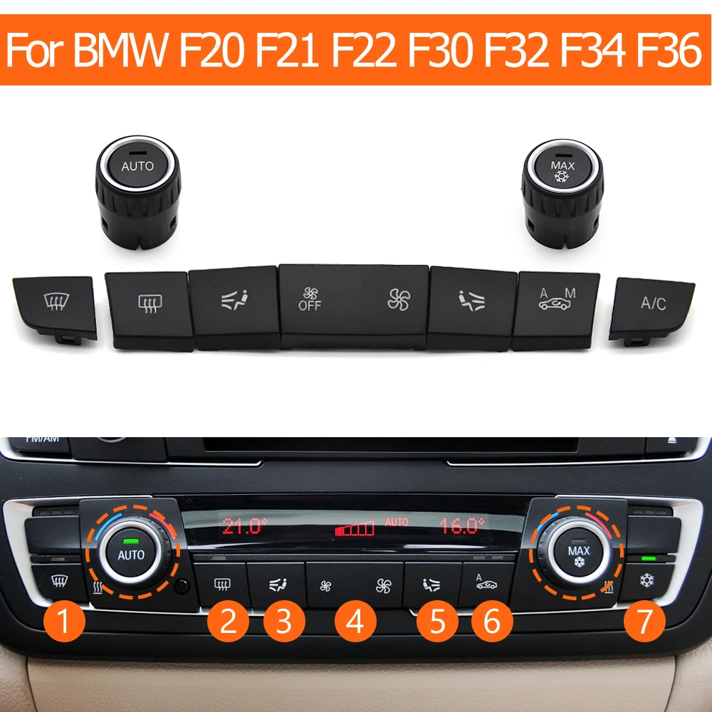 Car Air Conditioner AC Button Heater Climate Control Knob Cover For BMW ...