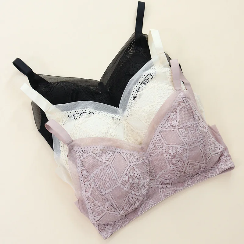 Women-100-Mulberry-Silk-Lining-with-Full-Lace-Surface-Thin-Type-Bras ...