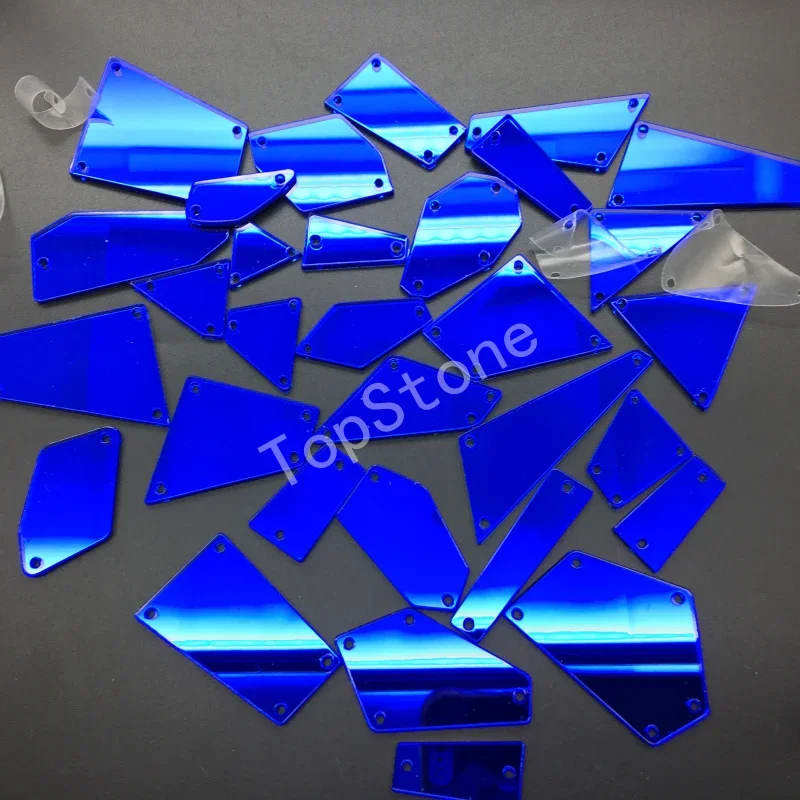 Wholesale-90pcs-30pcs-Blue-Color-Acrylic-Mirror-Sew-on-Rhinestones-with ...